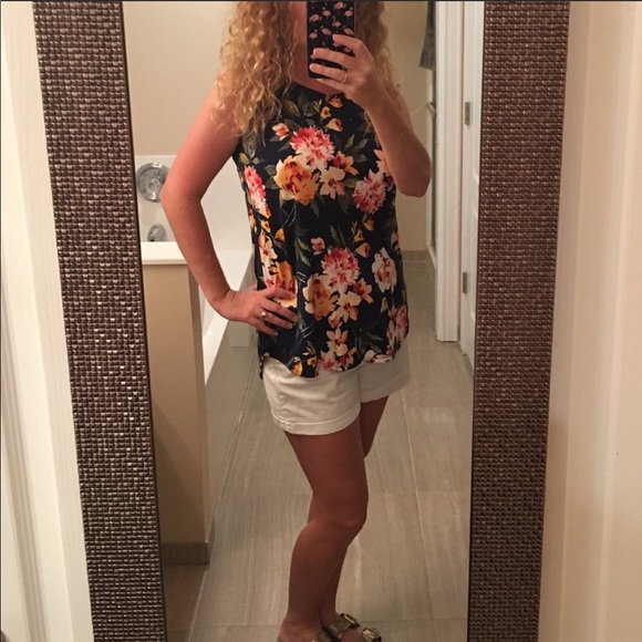 Watermelon | Tops | Nwt Floral Tank Top Navy Pink Usa | Poshmark